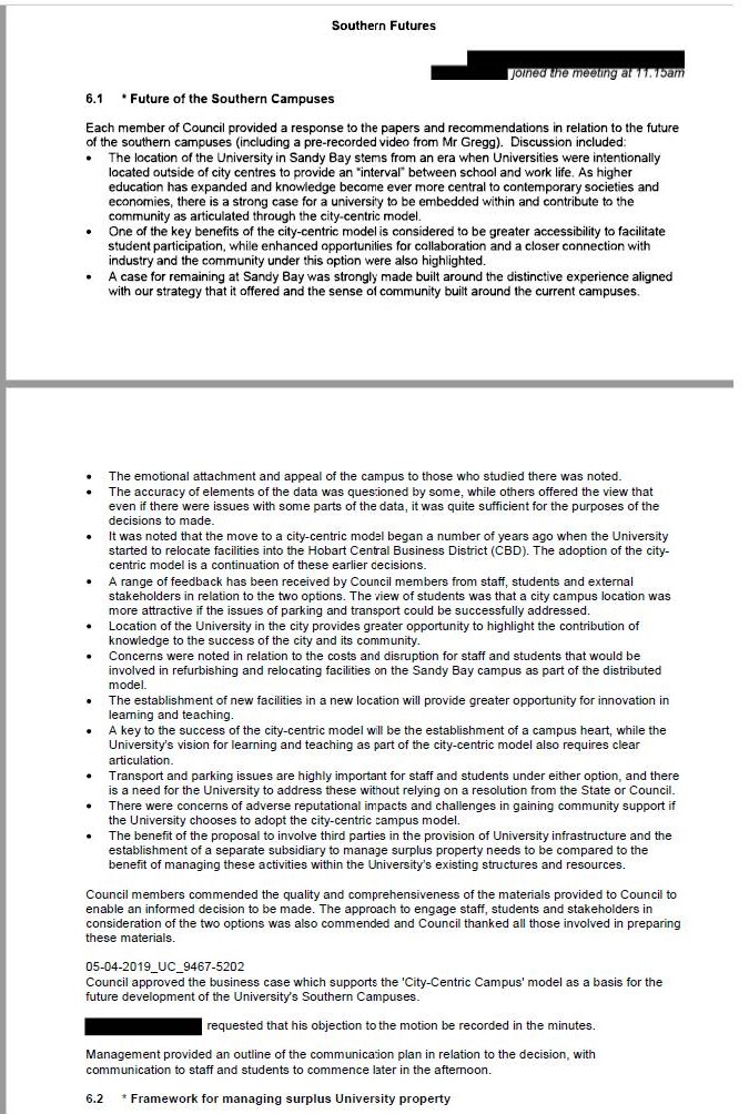 Group think or fait accompli? - The UTAS Council's decision to move to ...